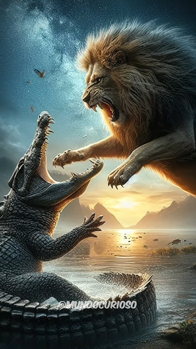 León vs cocodrilo 👀🗿 #mundocurioso #entretenimiento - YouTube