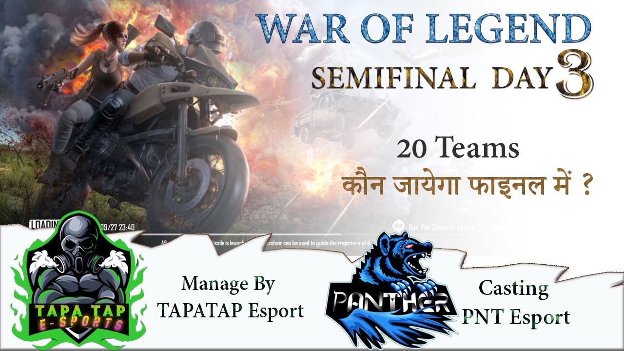 War of Legend semifinal day 3 | bgmi Live Tournament Custom Room ...