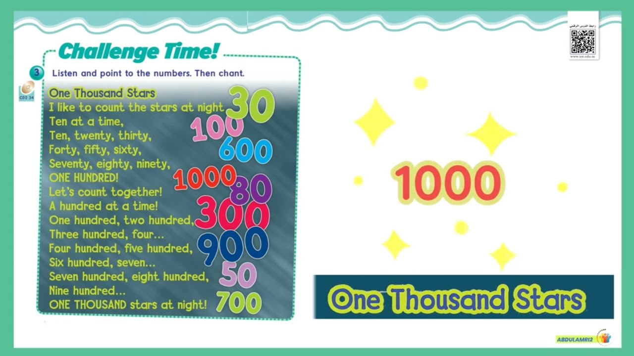 انجليزي سادس we can 3 unit 6 الوحدة السادسة One Thousand Stars نشيد ...