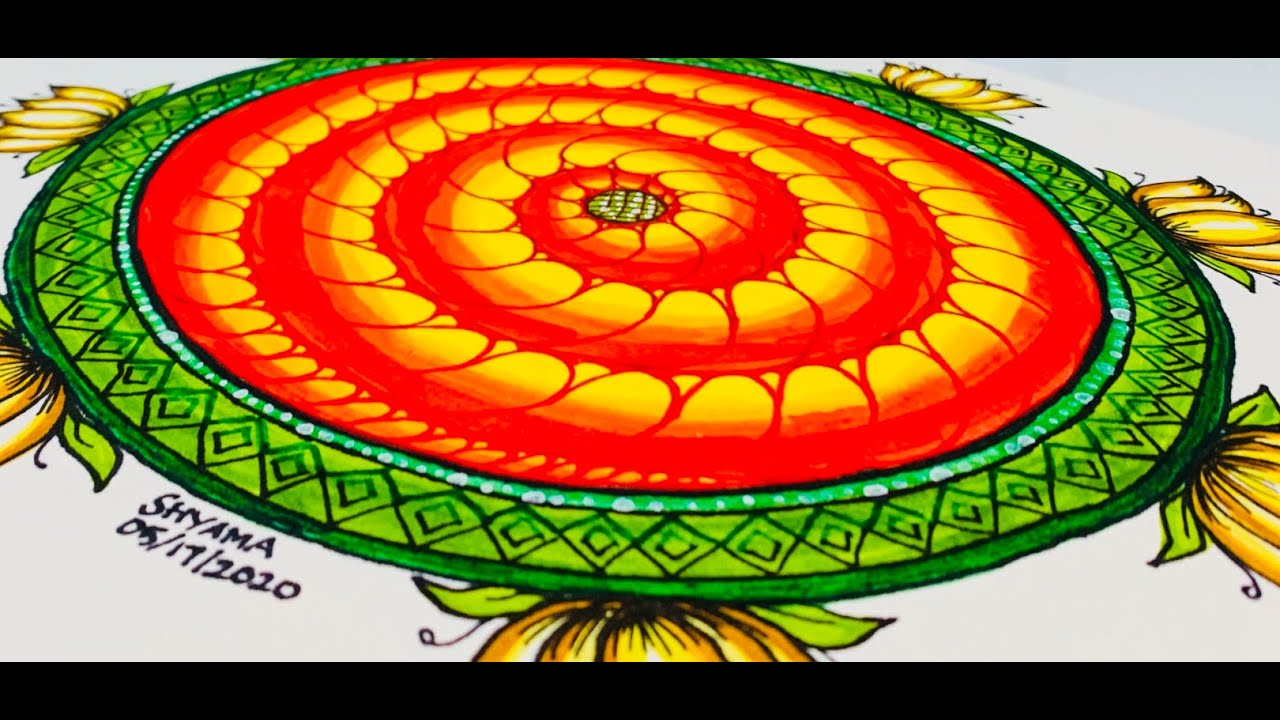Temple Rangoli /Kolam tutorial -5 - YouTube