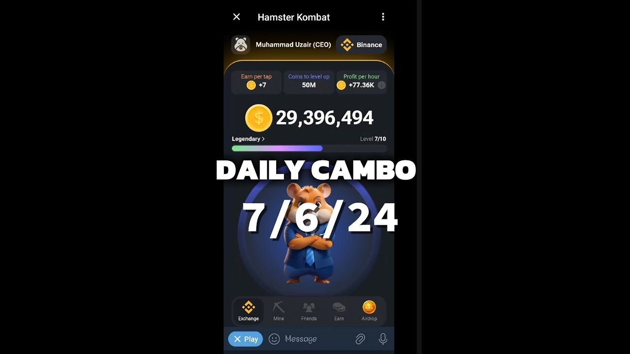 7/06/2024 HAMSTER KOMBAT DAILY COMBO CARD #hamsterkombat # ...