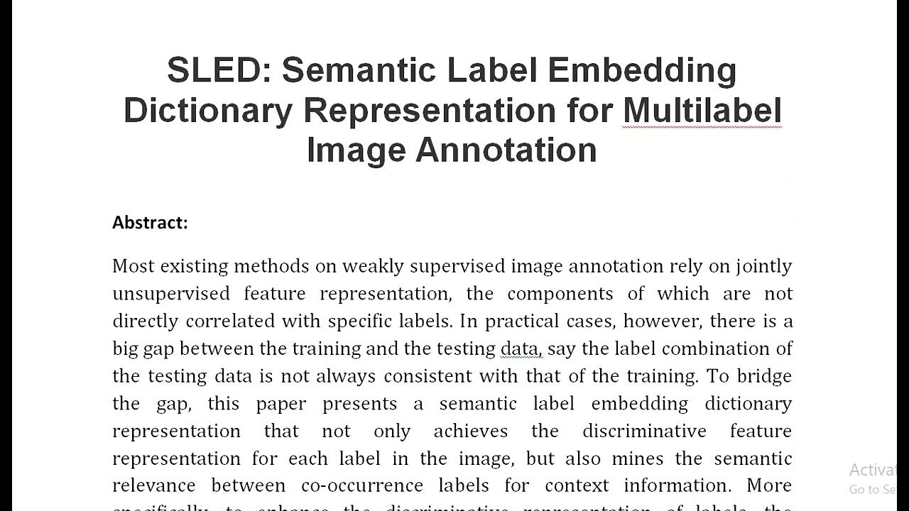 SLED Semantic Label Embedding Dictionary Representation for Multilabel Image Annotation - YouTube
