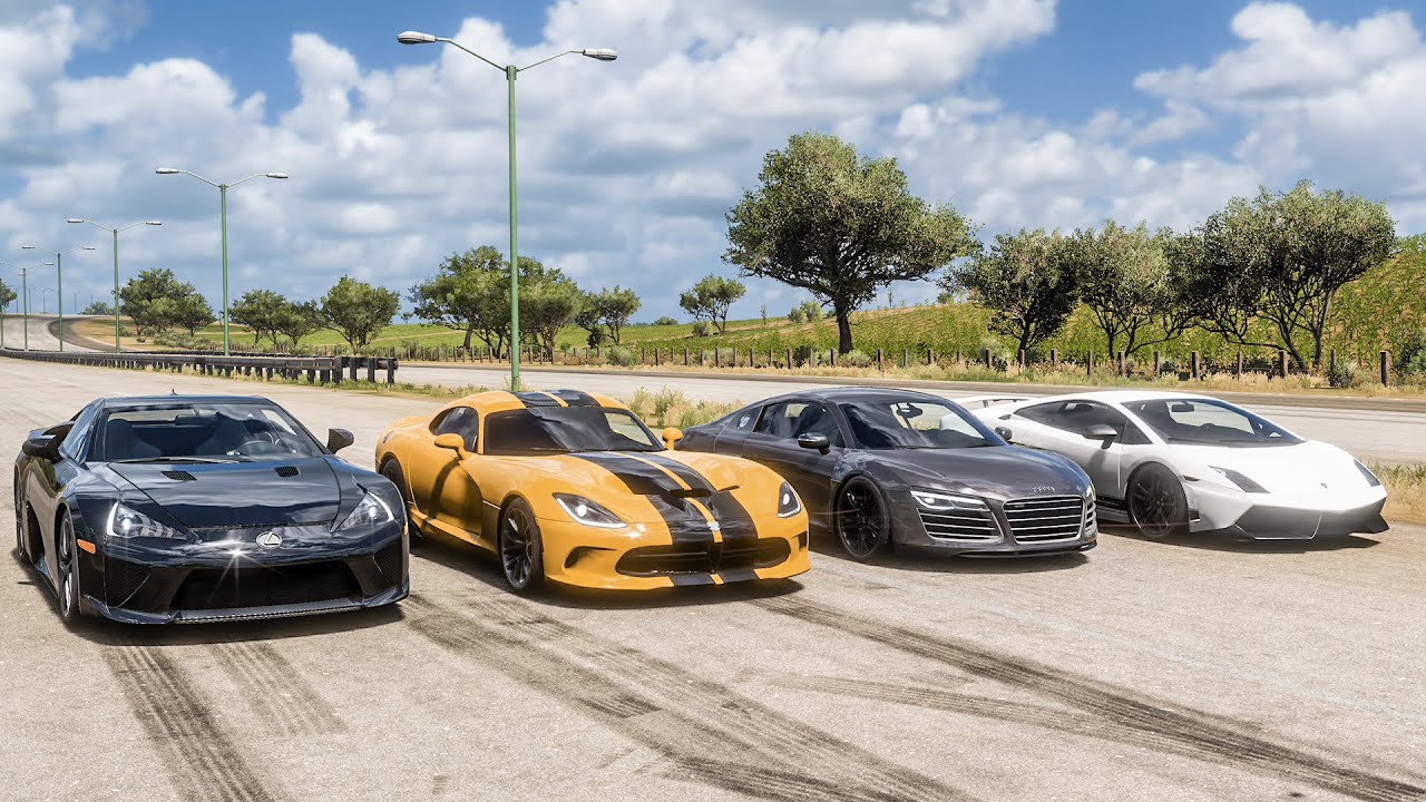 FH5 Drag race: Lexus LFA vs SRT Viper GTS vs 2013 Audi R8 V10 vs ...