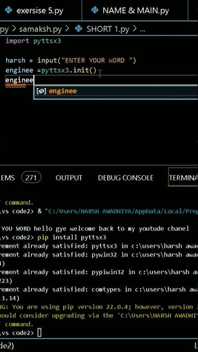 PYTHON MODULE | PYTTSX3 LIBRARY IN PYTHON 😊😁 #shorts #python #pyttsx3 # ...