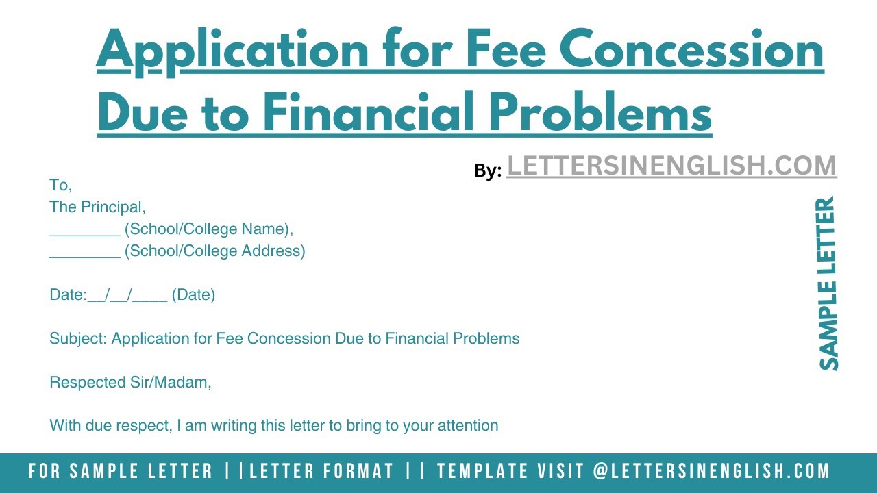 Application for Fee Concession Due to Financial Problems - YouTube