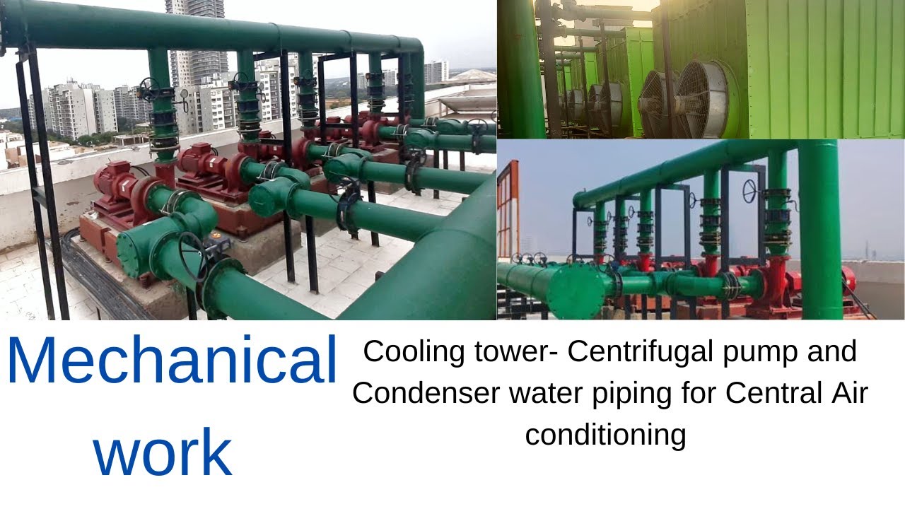 Cooling tower and Pump Installation work in a mall !! Construction site ...