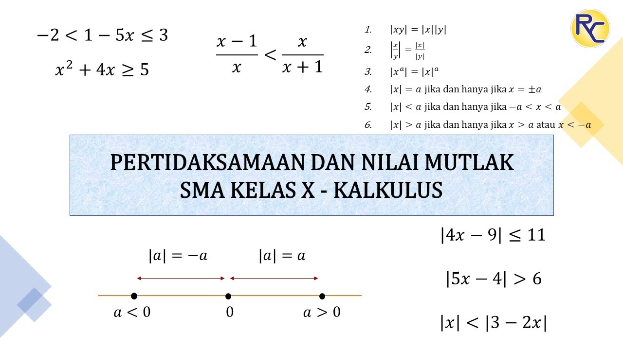 Pertidaksamaan dan Nilai Mutlak - SMA Kelas 10 - Kalkulus - YouTube