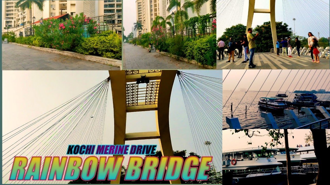 Kochi Merine Drive Rainbow Bridge 🌈 | Kochi Ernakulam Merine Drive Sea ...