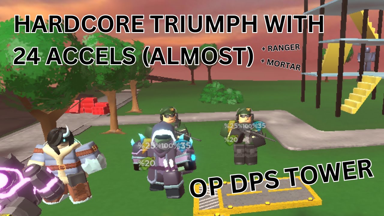 Hardcore triumph with 24 accels + support (STRATLESS) | Roblox TDS ...
