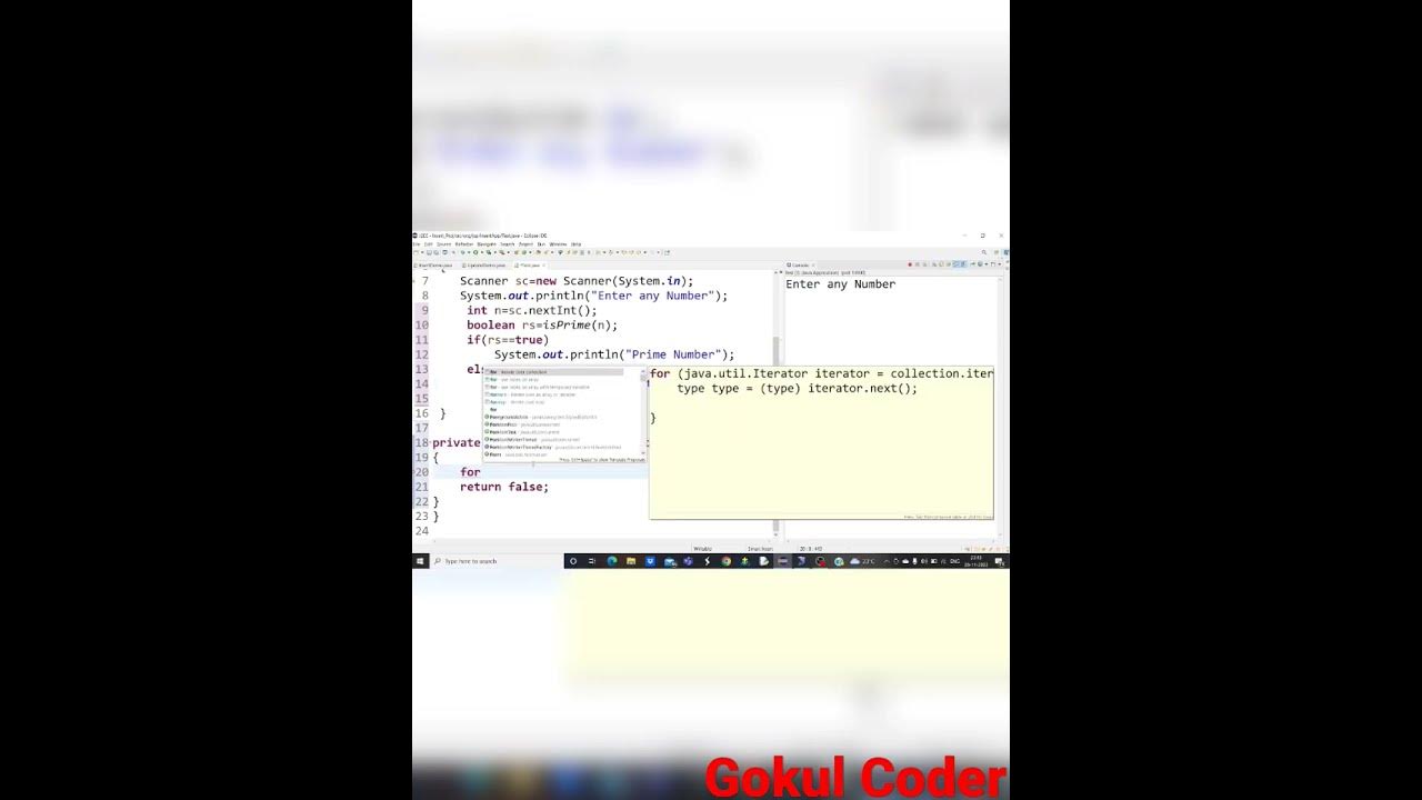 The Given Number is Prime Number or Not in Java #gokulcoder #shorts # ...
