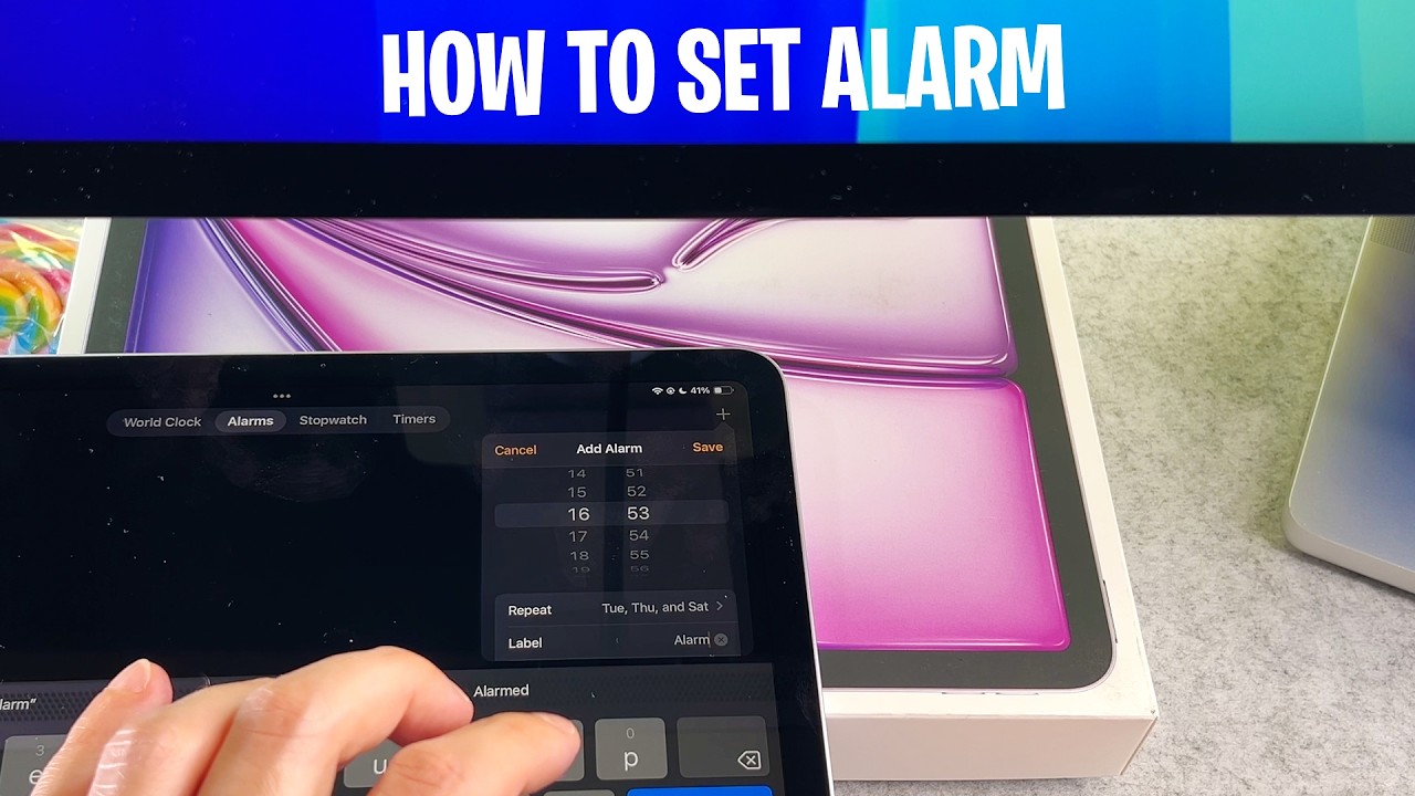 How to Set Up an Alarm Clock on the iPad Air M1 M2 M3 - YouTube