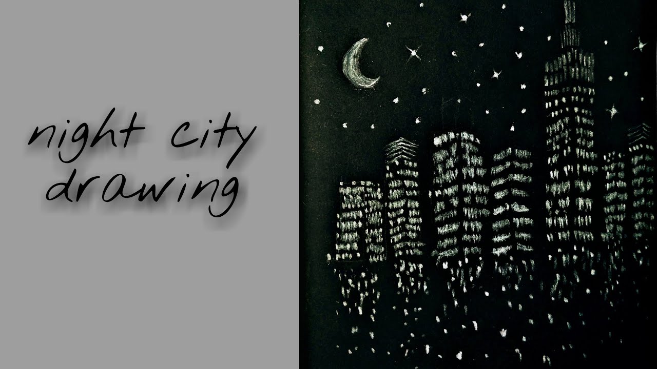 Night city scenery drawing | easy night city landscape for beginners ...