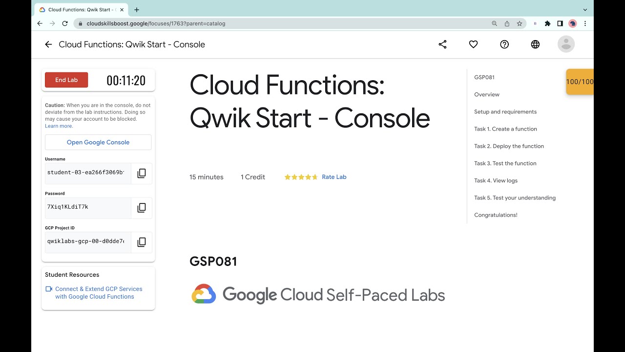 Cloud Functions Qwik Start Console Qwiklabs Gsp081 Youtube