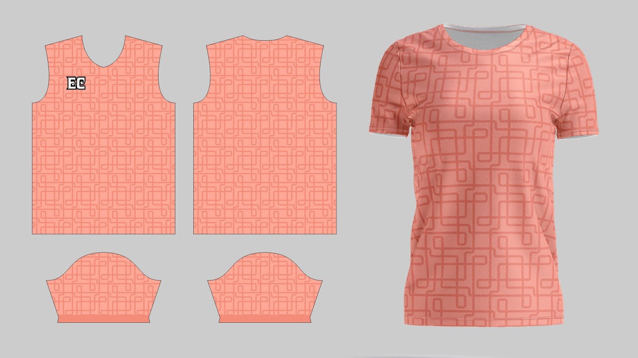 How to Create Full Printed Pink T Shirt Jersey Design in Coreldraw ...