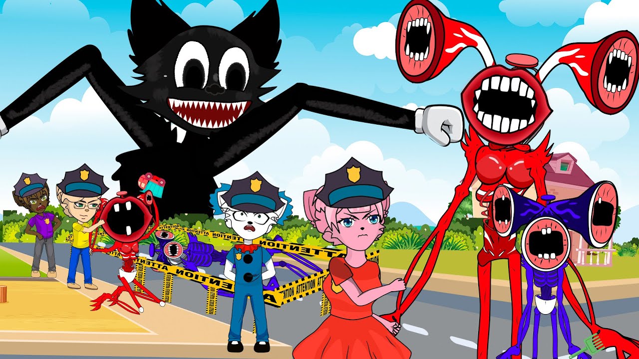 Cartoon Cat vs Blue Devil Siren Head and Smile Siren Head - Meme Roblox ...