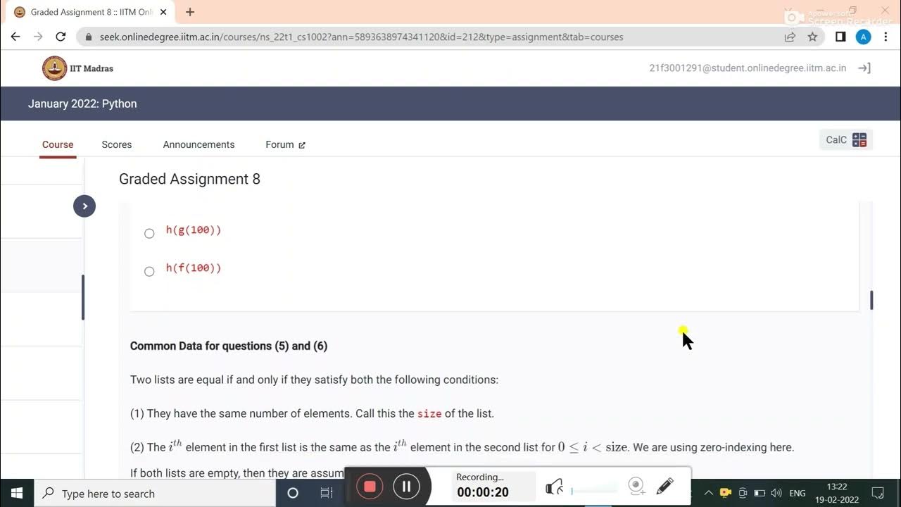 PROGRAMMING IN PYTHON || WEEK -8 || MCQ || GRADED ASSIGNMENT || IIT MADRAS ONLINE BSC DEGREE ...