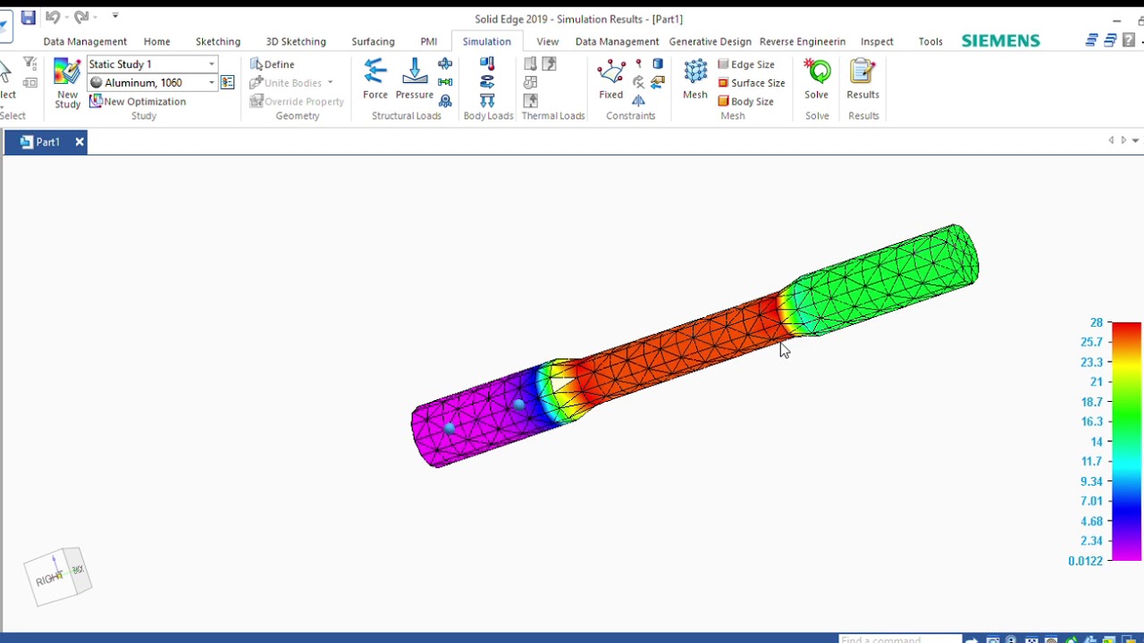 Solid Edge 2019 Simulación Tensión - YouTube