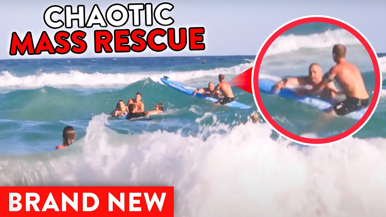 High-Stress Mass Rescue: Lifeguards Save Tourists from Powerful Rip ...
