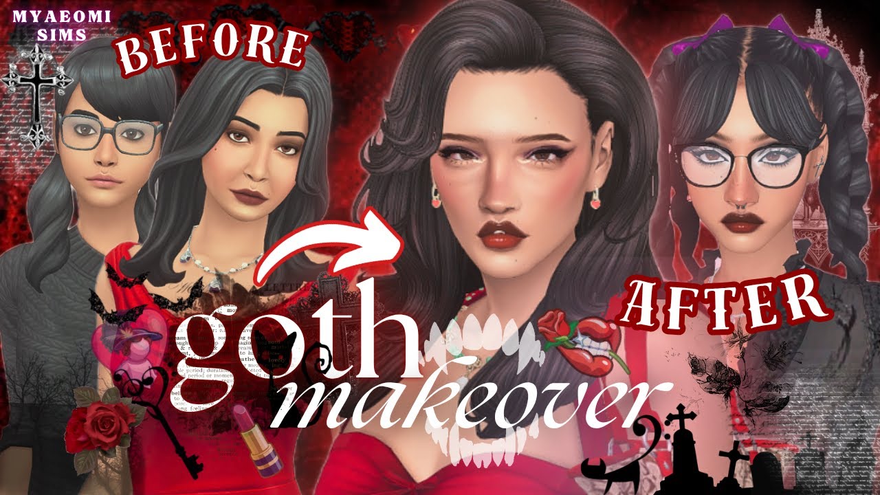 giving the GOTH family a MAKEOVER & LORE! 🥀 sims 4 townie makeover (cas ...