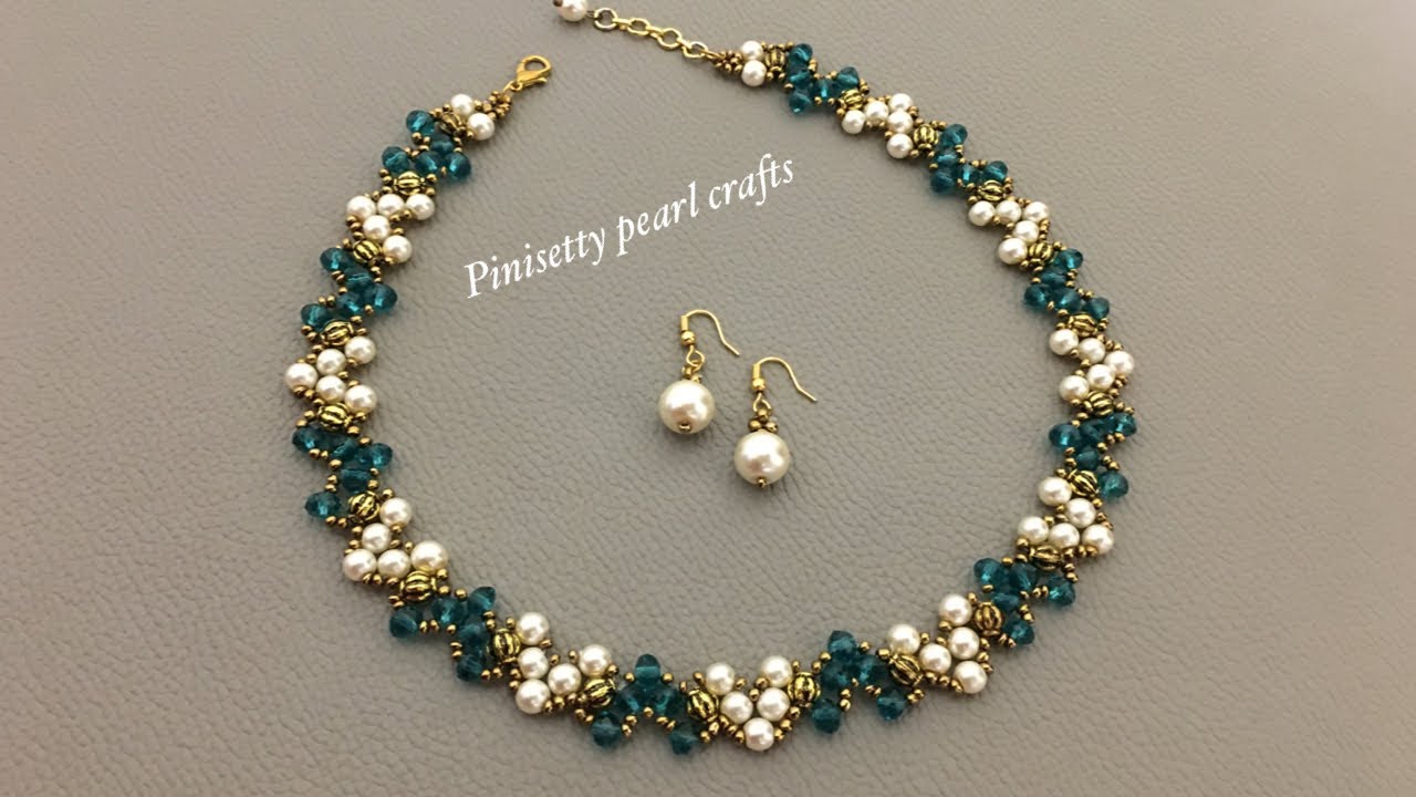 Elegant Princess Style Beaded Necklace with Pearls & Crystal rondelles ...