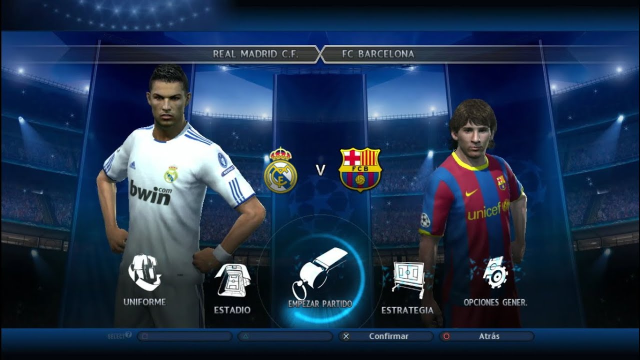 Pro Evolution Soccer 2011 (Español) de Playstation 3 (PS3). Gameplay Real Madrid vs FC Barcelona ...