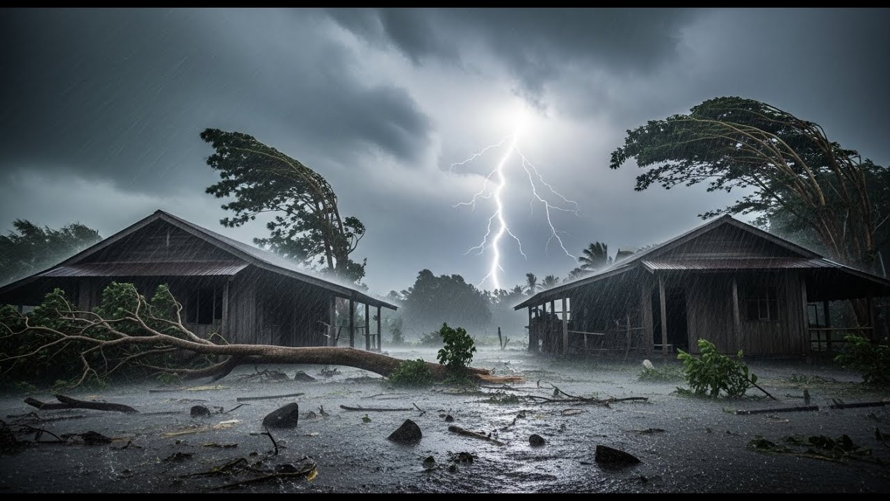 Severe Thunderstorm Strikes Village — Lightning and Heavy Rain ...