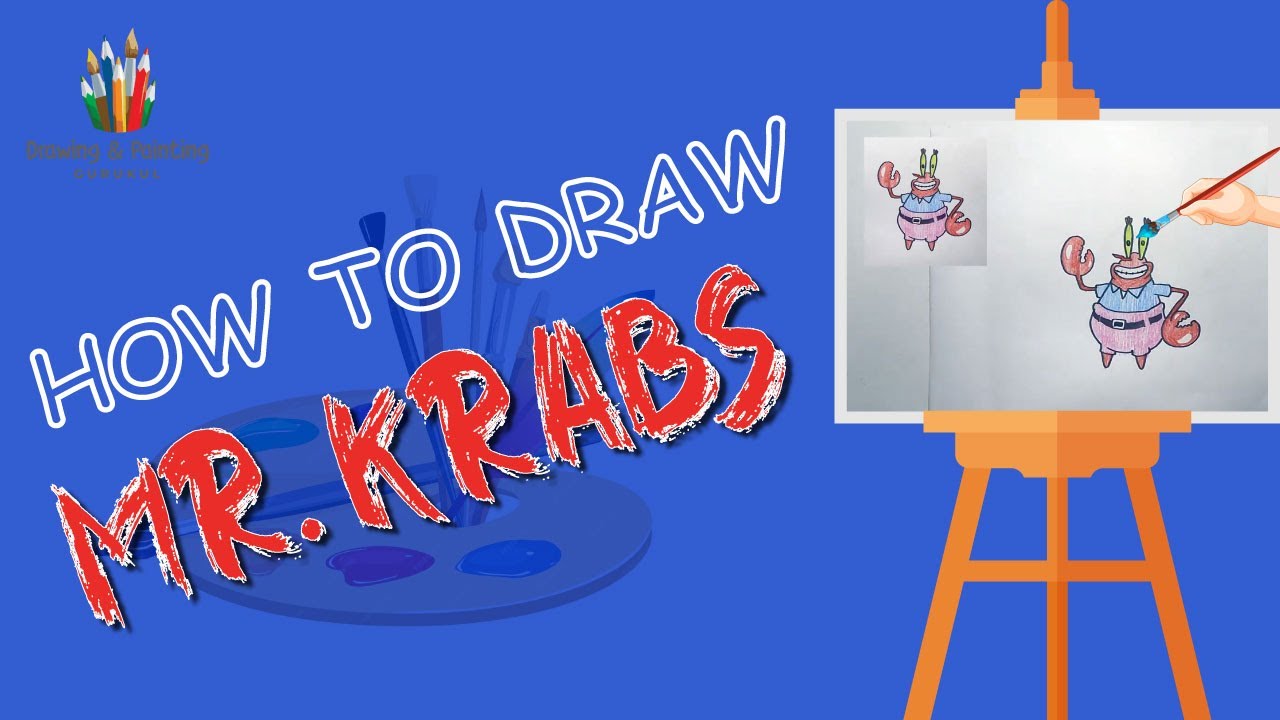 192, How to draw Mr. Krabs , Very Easy Cartoon Drawing step by step ...
