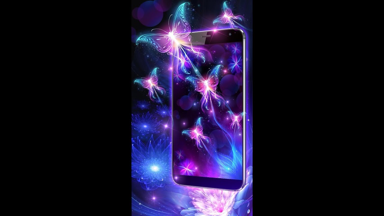 Purple neon butterfly live wallpaper - YouTube