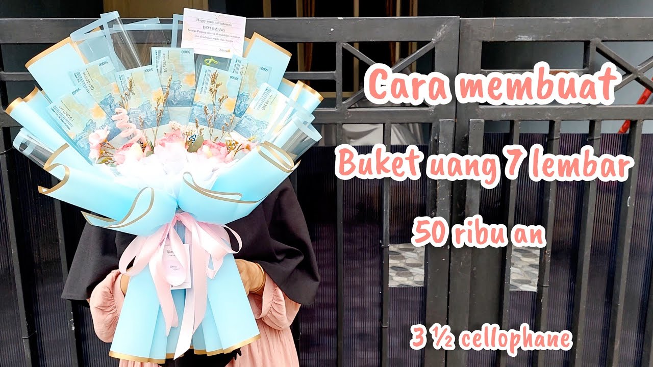 cara mambuat buket uang 7 lembar 50 ribuan - YouTube