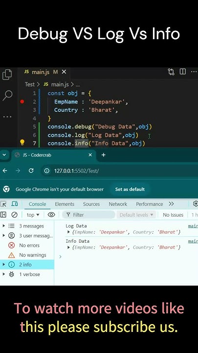 Interview Challenge # 137 || Console Log Vs Debug Vs Info in JS #javascriptdeveloper - YouTube