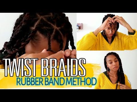 How to: Twist braids w/rubber band method - YouTube