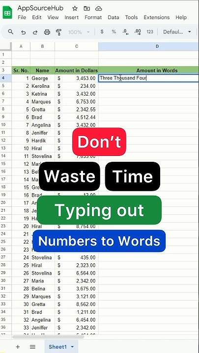 Excel/Sheet Tips Part-11: How to Convert Numbers to Words in Google Sheets #googlesheets #excel ...