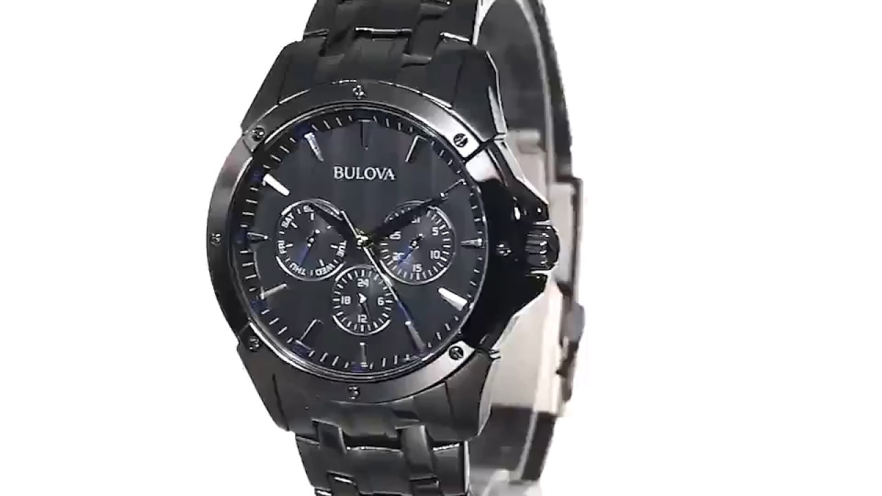 Bulova Men's 98C121 Sport Analog Display Japanese Quartz Black Watch ...