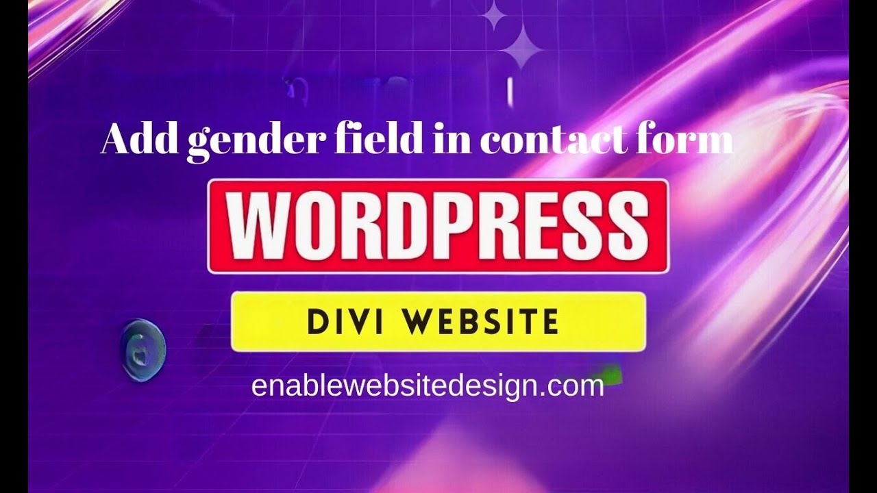 How to add gender field in divi contact form wordpress website - YouTube