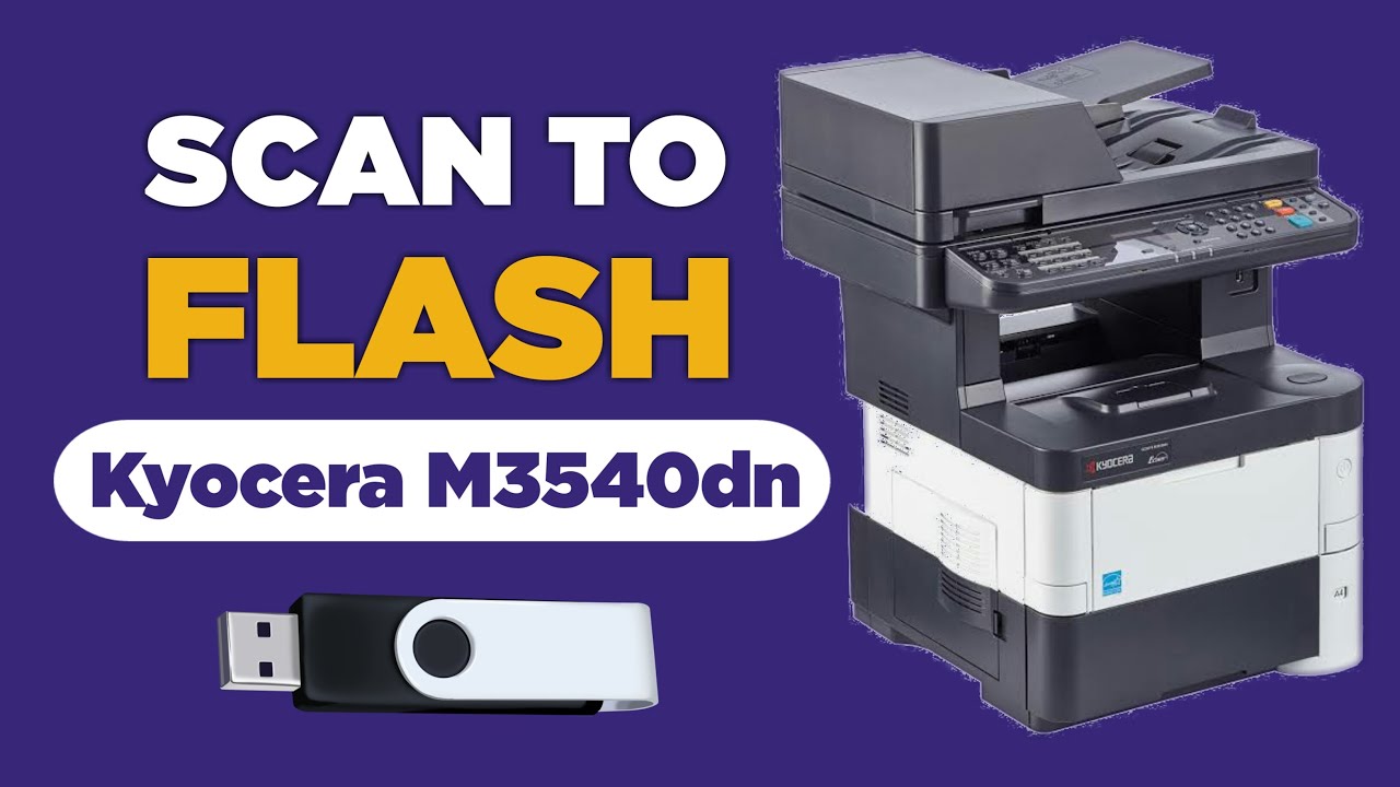 Kyocera Ecosys M3540dn: How to Scan Documents to USB Flash Drive - YouTube