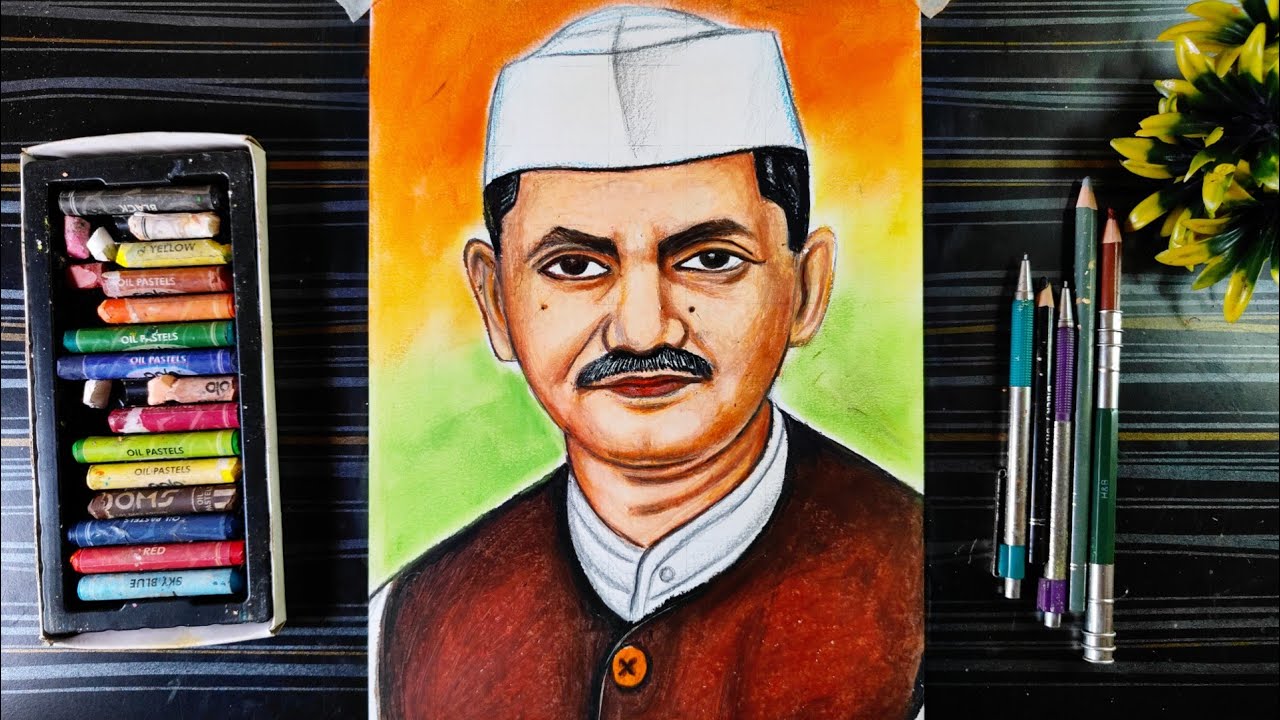 Lal Bahadur Shastri drawing With Oil pastel, How To Draw Lal Bahadur ...