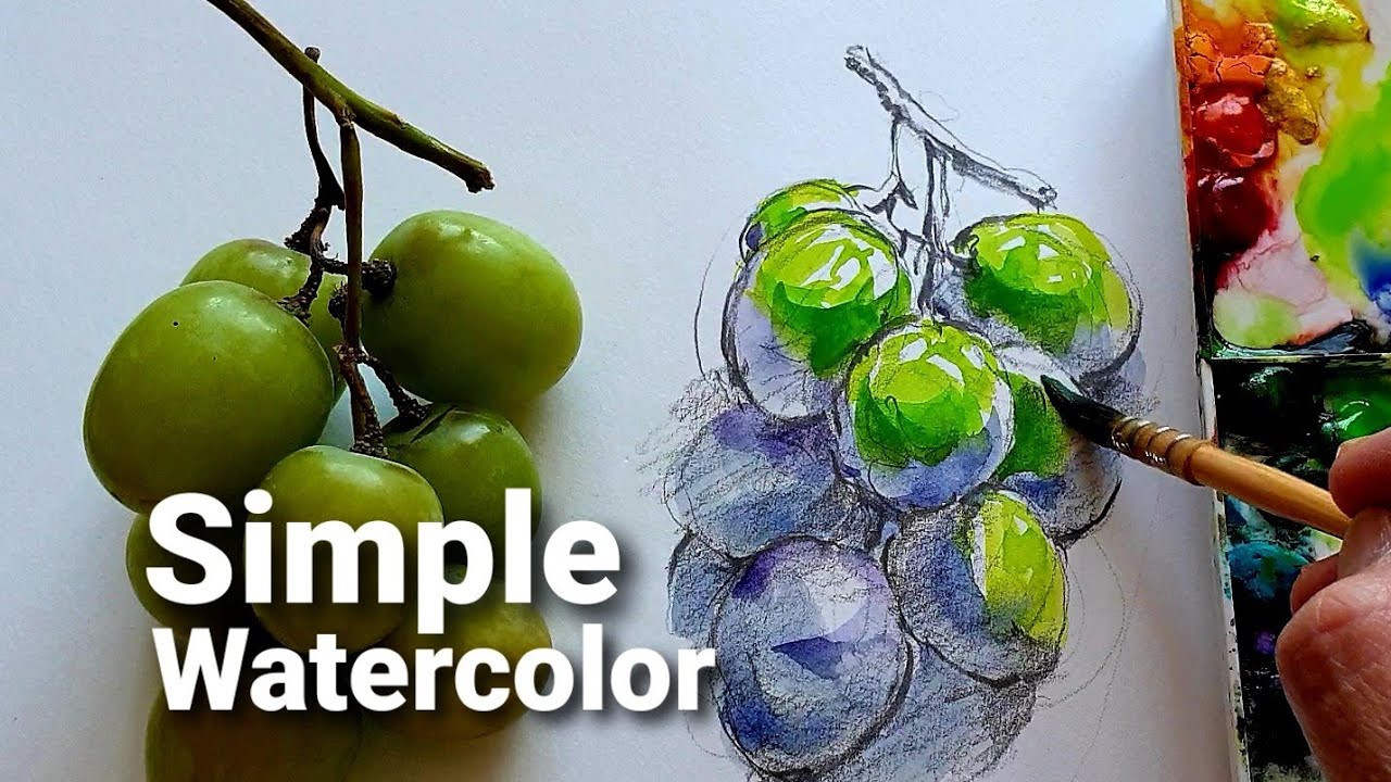 Simple way to paint grapes | watercolor, Detailed Guide - YouTube