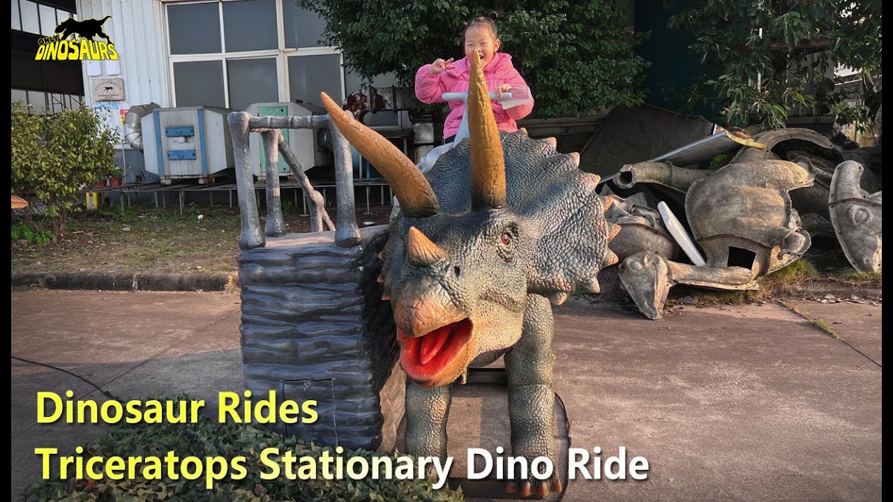 Triceratops Stationary Dino Ride | Dinosaur rides - YouTube