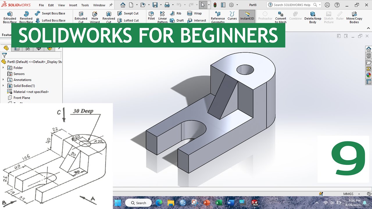 SolidWorks for Beginners | Modeling Practice 9 | RIB TOOL - YouTube
