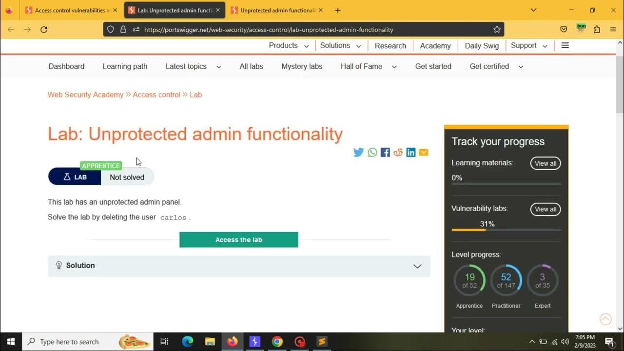 Unprotected admin functionality (no audio) | Access control - YouTube