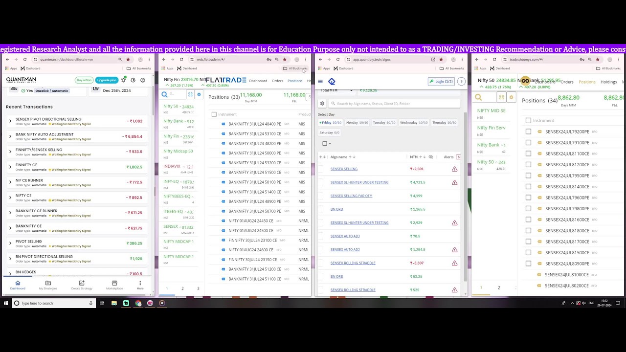 LIVE STREAMING OF ALGO TRADING (TRADE FLIX) - 26-07-2024 - EPISODE 227 ...