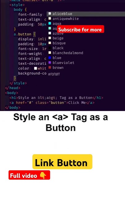 Style anchor tag as button #css #html #javascript #programming #javascriptdev #htmlcss - YouTube