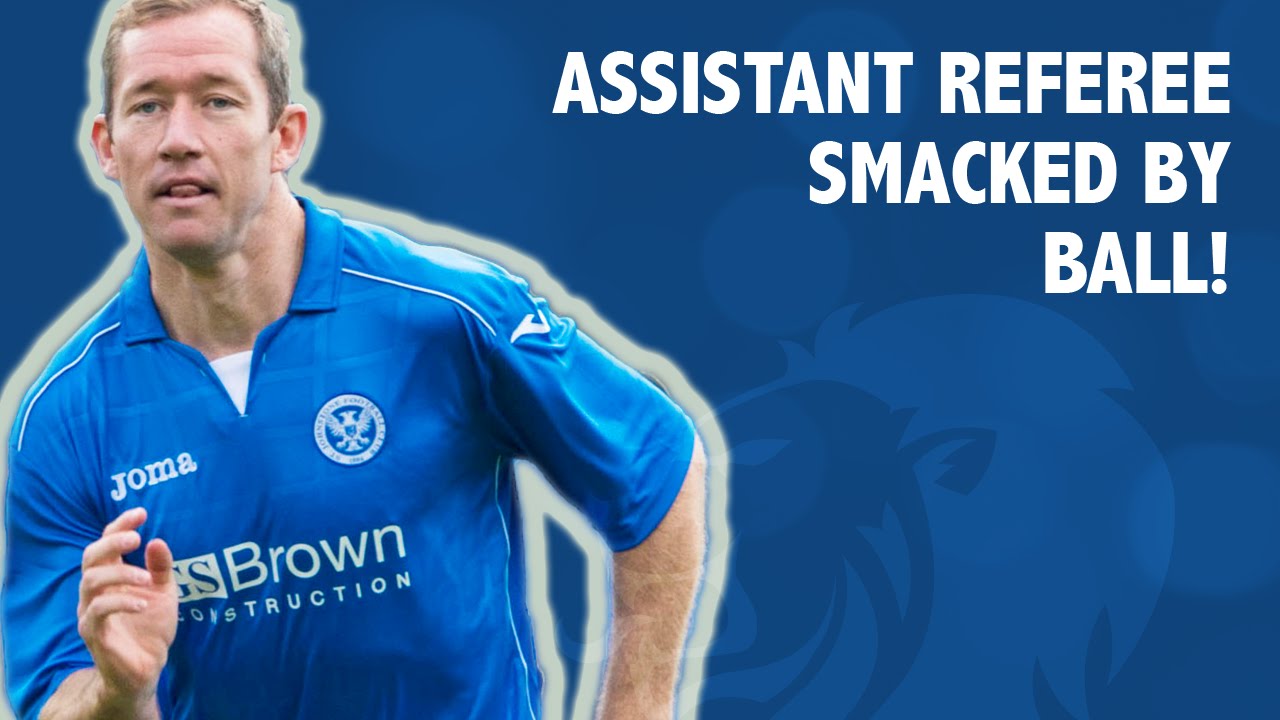 Assistant referee takes ball in the head! - YouTube