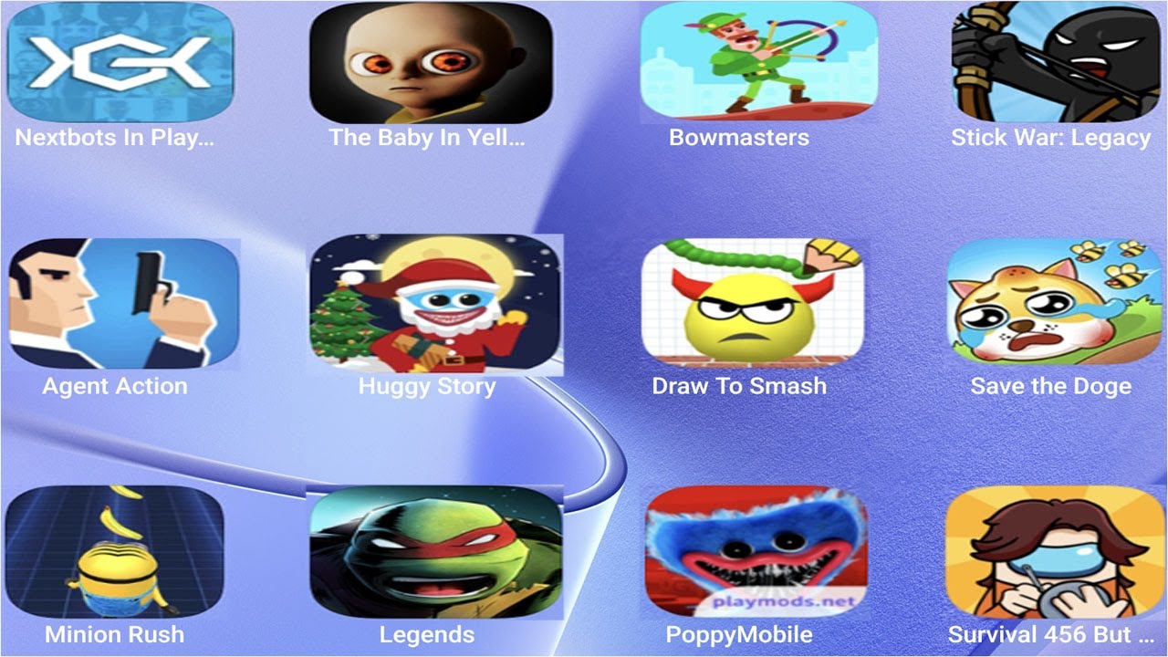 Nextbots In Playground,The Baby In Yellow,Bowmasters,Agent Action,Huggy ...