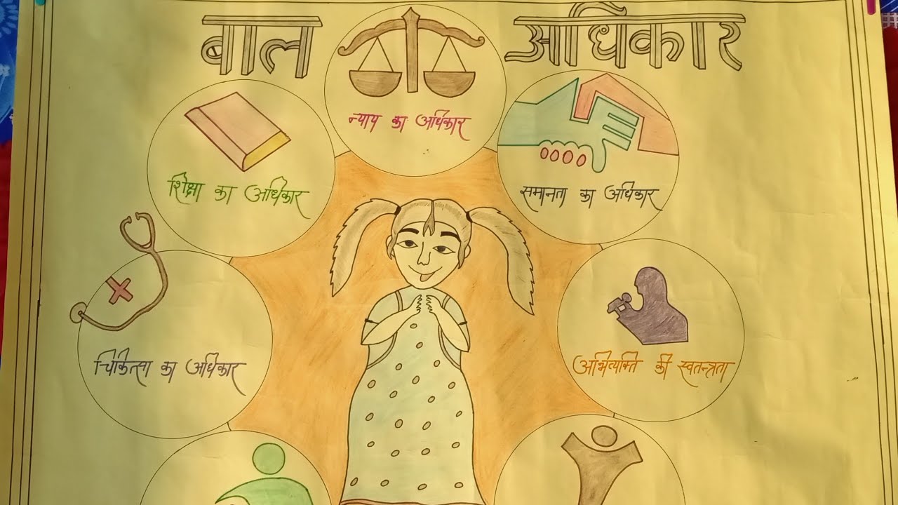 How to draw baal adhikar drawing poster/TLM/chart easy way। SST TLM ...