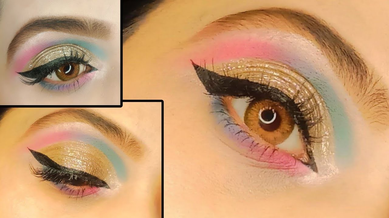 Soft Colourful Bridal Eye Makeup Tutorial For Beginner - YouTube