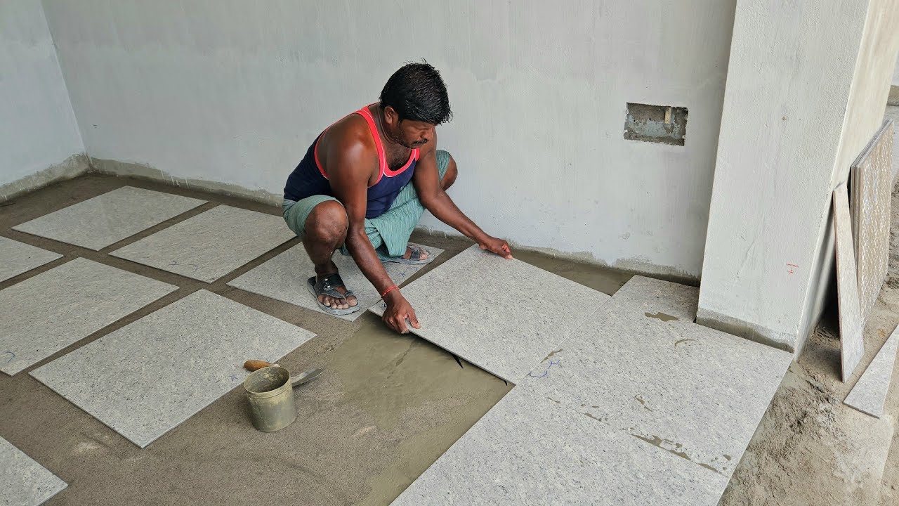 Skills& Technique of Flooring Tile Installing Construction_2×2ft Floor ...