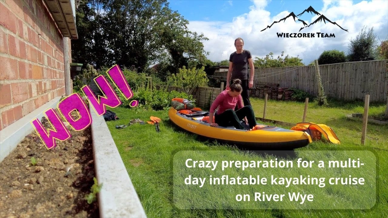 "Dry Try" of ITWIT inflatable kayak in our garden - YouTube