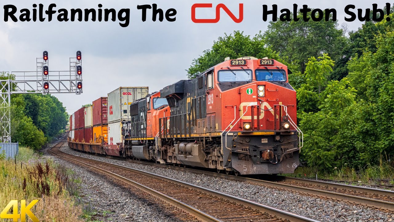 [4K!] [4 CN Freights!] Railfaning the CN Halton Sub at Georgetown VIA ...