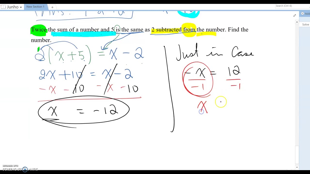 Linear Equations in One Variable: Application Part 2 - YouTube